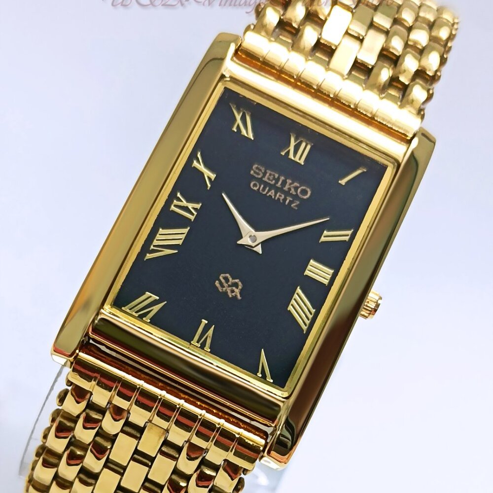 Vintage Seiko Slim Quartz Tank Men's Japanese Gold Pl… - Gem